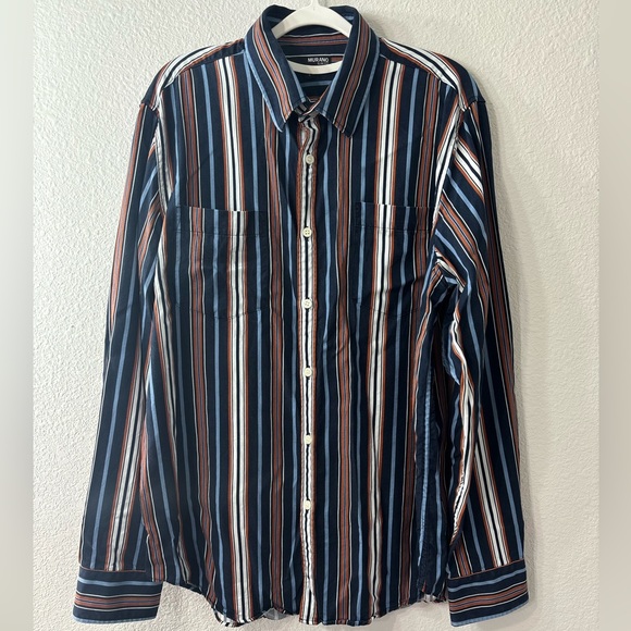 Murano | Shirts | Murano Slim Fit Mens Striped Button Down Shirt L ...